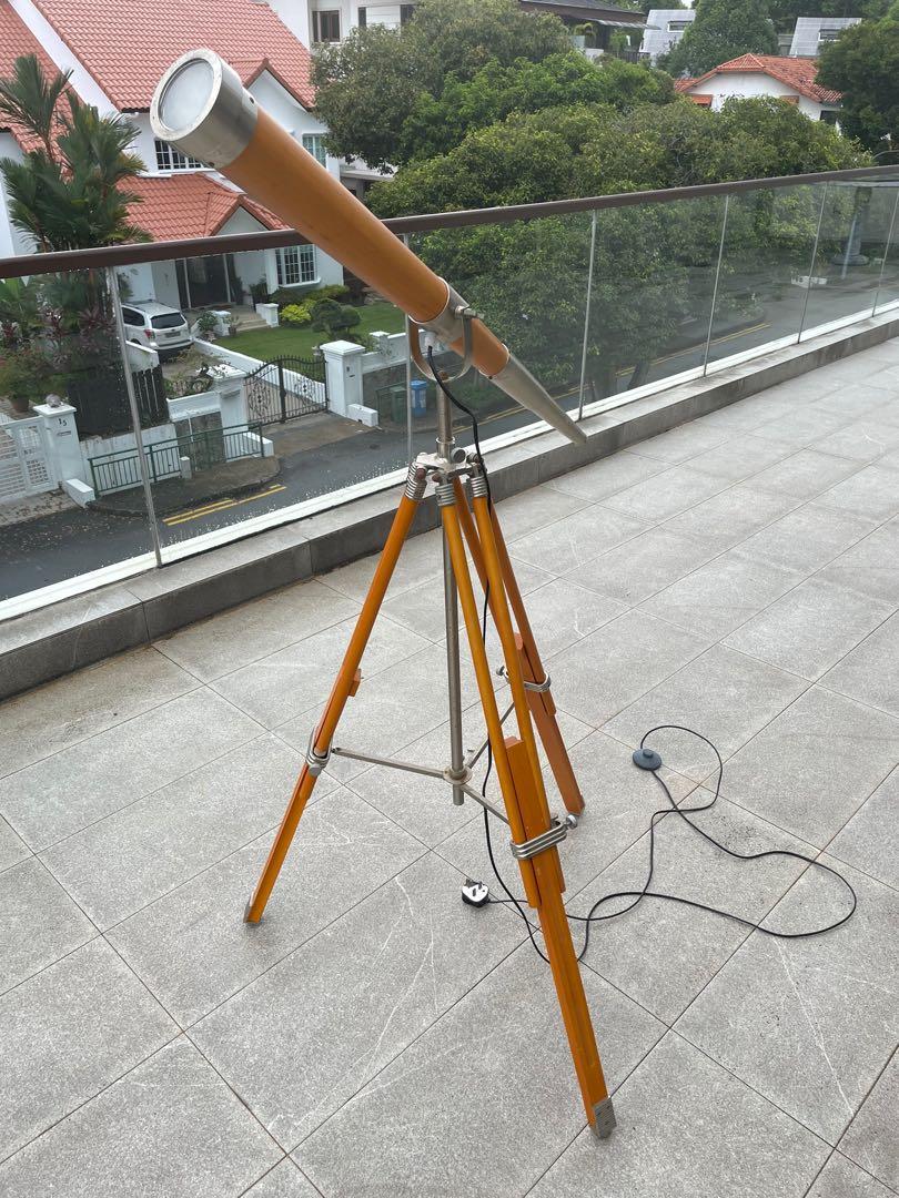 Vintage Wooden Telescope Lamp, Furniture & Home Living, Lighting & Fans ...