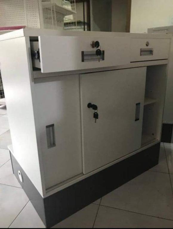 Cashier Counter Store Checkout Counter with Display Rack Laminated Wood ...