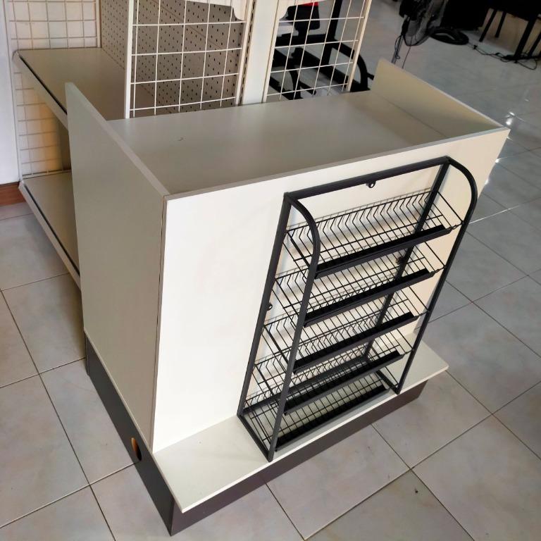 Cashier Counter Store Checkout Counter with Display Rack Laminated Wood ...