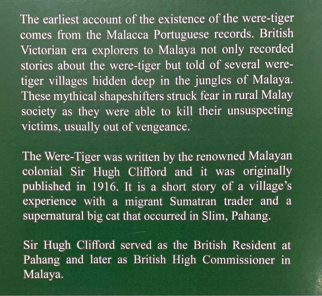 CLASSIC BOOK: The Were-Tiger by Sir Hugh Clifford RM30, post add RM10 ...