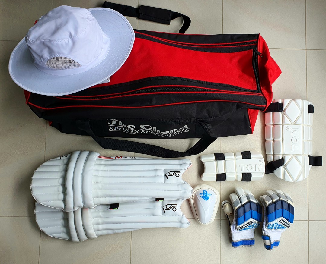 Cricket Helmet, pads, guard, gloves, and bag, Sports Equipment, Sports ...