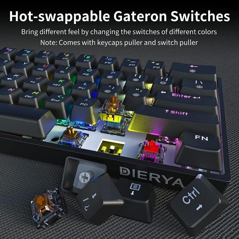H3435 DIERYA DK61E 60% Mechanical Gaming Keyboard, RGB Backlit Wired ...