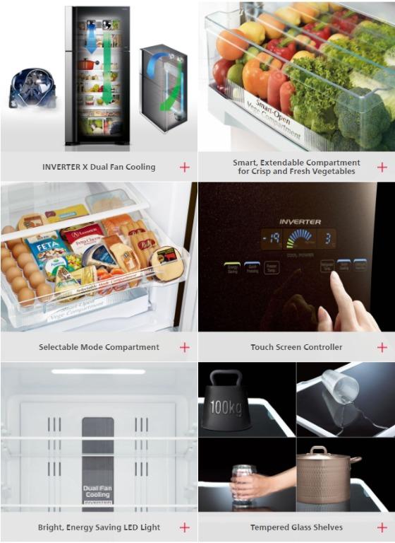 HITACHI R-B570P7MS 470L BLACK BOTTOM FREEZER REFRIGERATOR, TV & Home ...