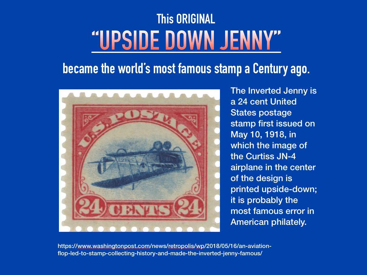 ICONIC Inverted Jenny US 2013 Reprint Single stamp. An absolute ...