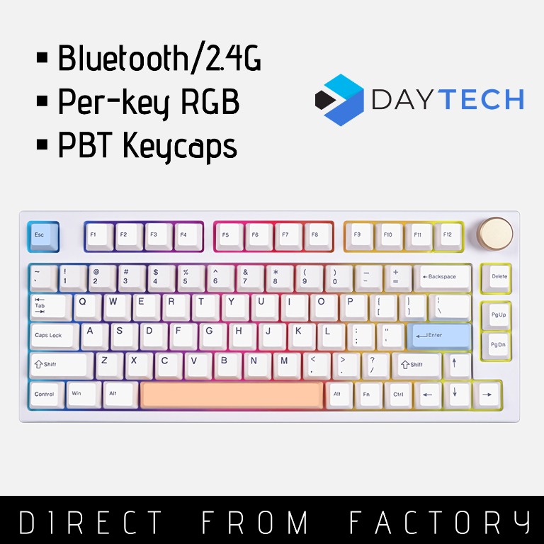 Keydous NJ80 75% Wireless Hotswap Keyboard with RGB and Rotary Knob ...