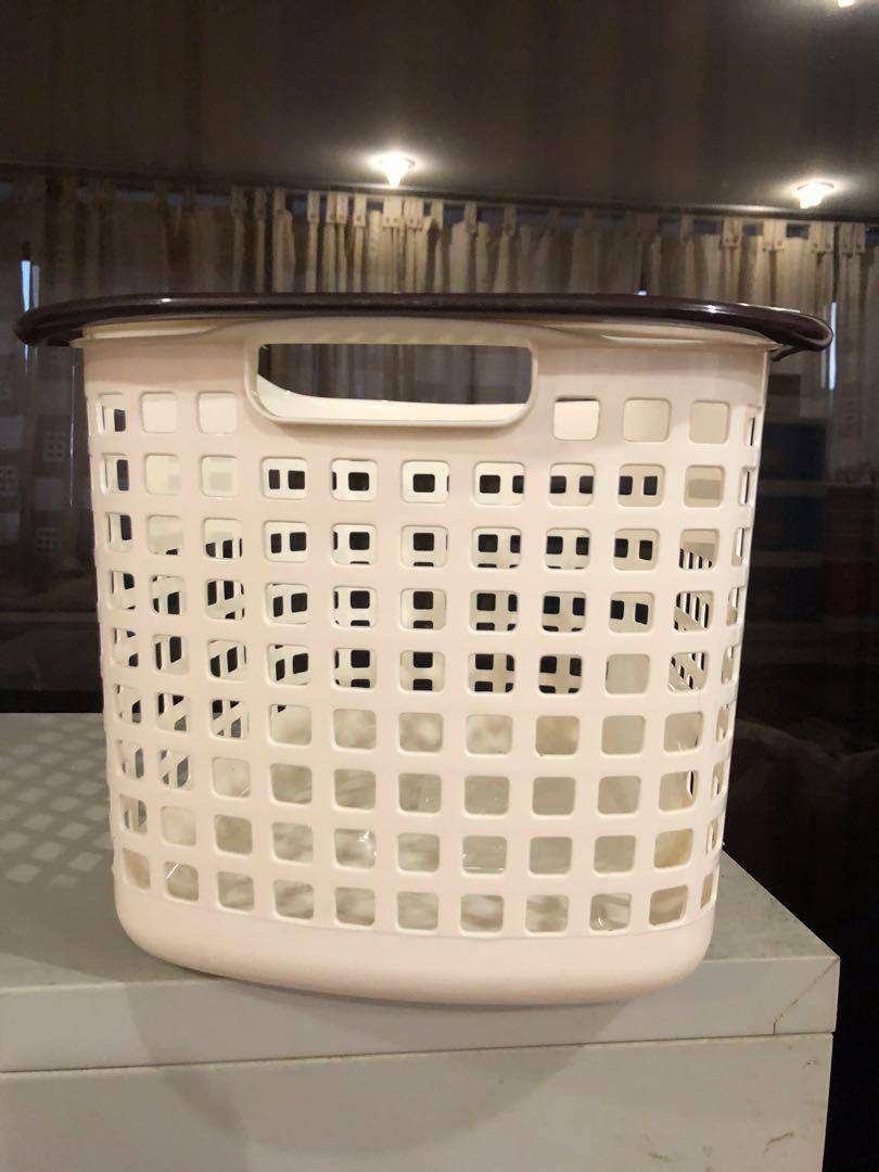 Laundry Basket white cream color, Furniture & Home Living, Home ...