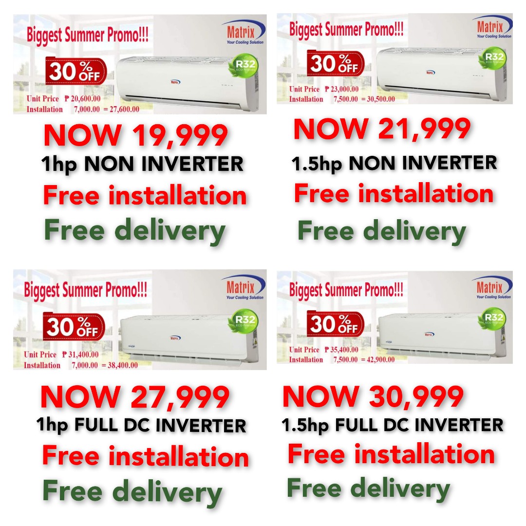 matrix split type Aircon full dc inverter, TV & Home Appliances, Air ...