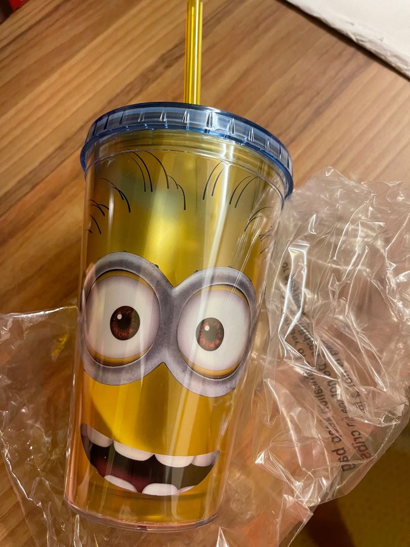 Minion cup with straw - Universal studios, Furniture & Home Living ...