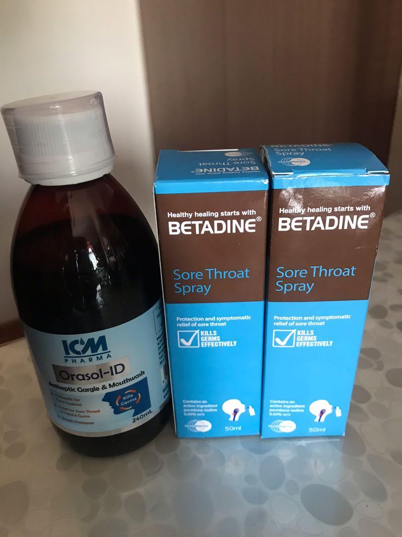 Orasol and Betadine Sore Throat Spray, Beauty & Personal Care, Oral ...