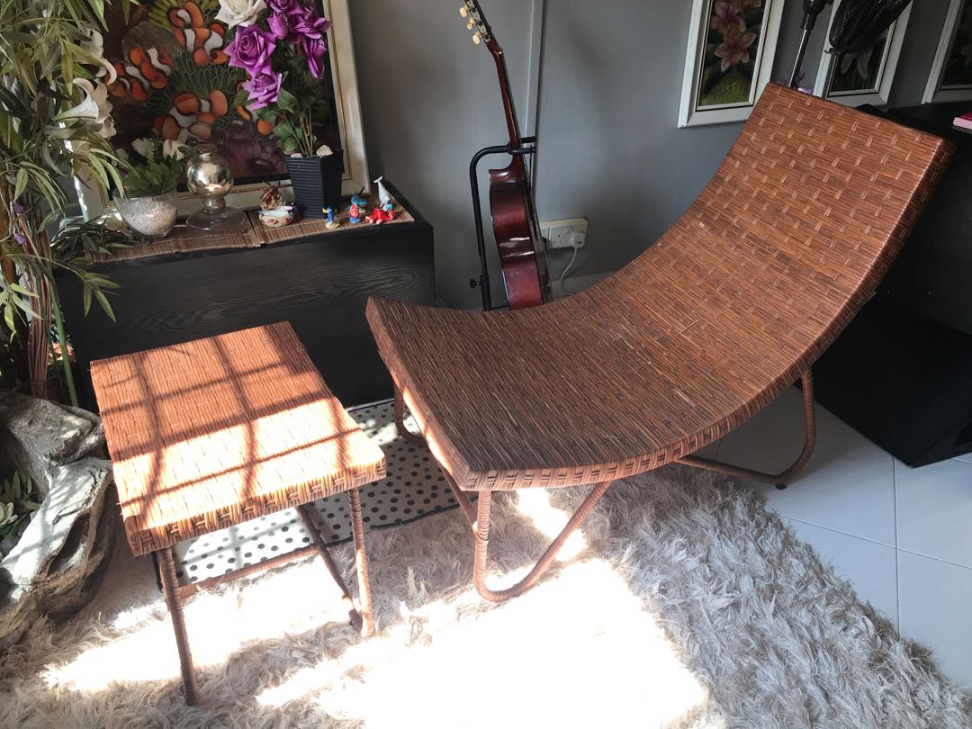 Outdoor Rattan Moon Chair with leg rest, Furniture & Home Living ...