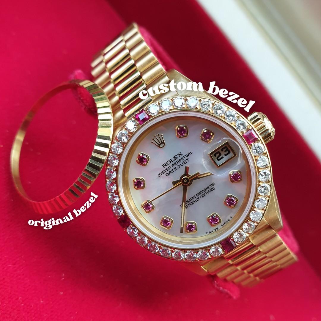 RARE Rolex Ladies President Datejust Yellow Gold Mother of Pearl with ...