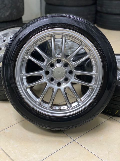 RE30 15 inch sports rim Saga FLX tyre 70%, Auto Accessories on Carousell