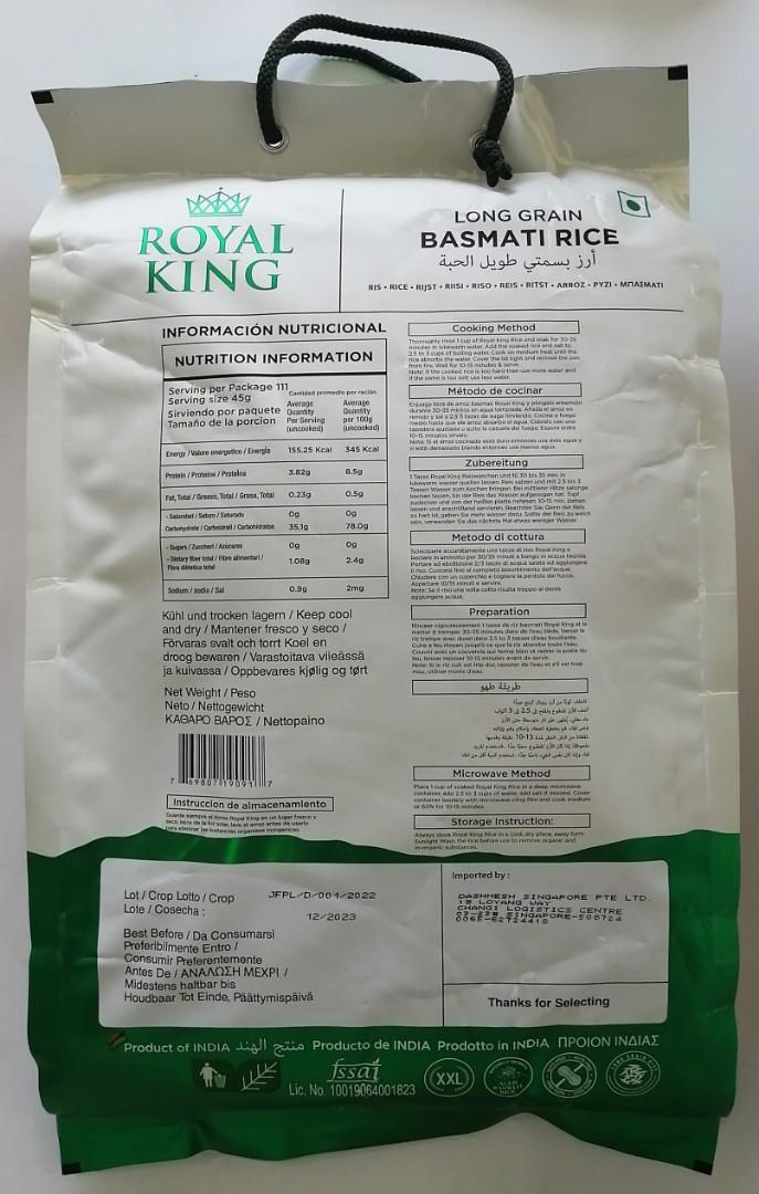 Royal King super Basmati Rice 5kg*4, Food & Drinks, Rice & Noodles on ...