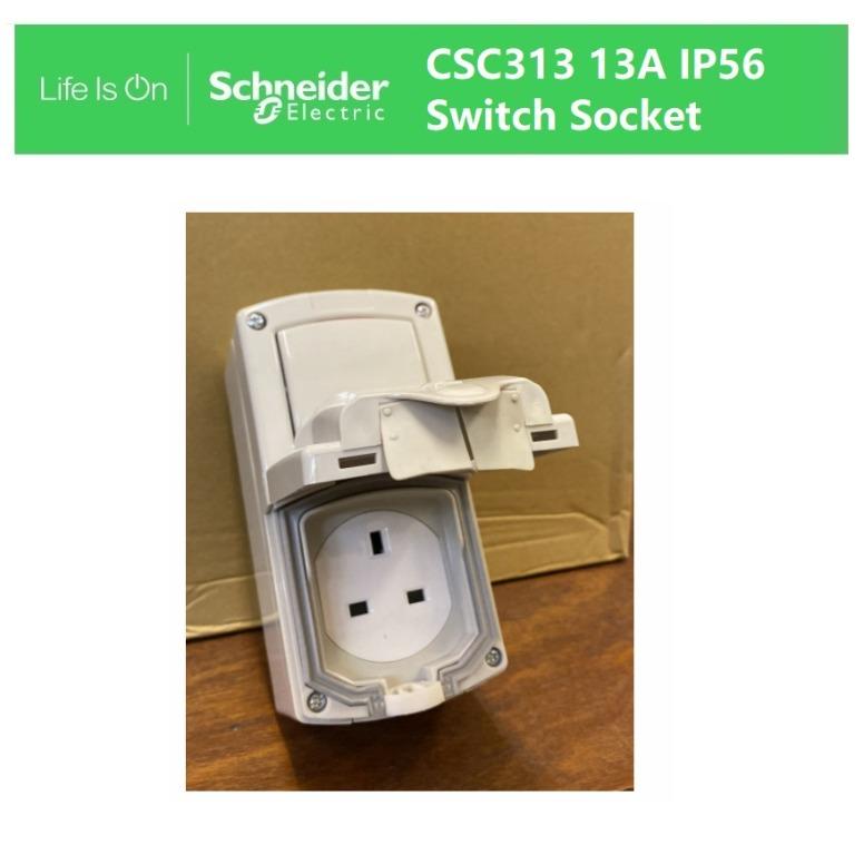 Schneider CSC313 13A Weatherproof Switch Socket, TV & Home Appliances, Electrical, Adaptors ...
