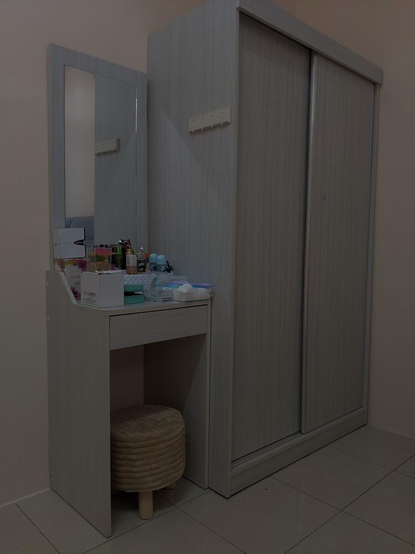 Set Almari + Meja Solek, Furniture & Home Living, Furniture on Carousell