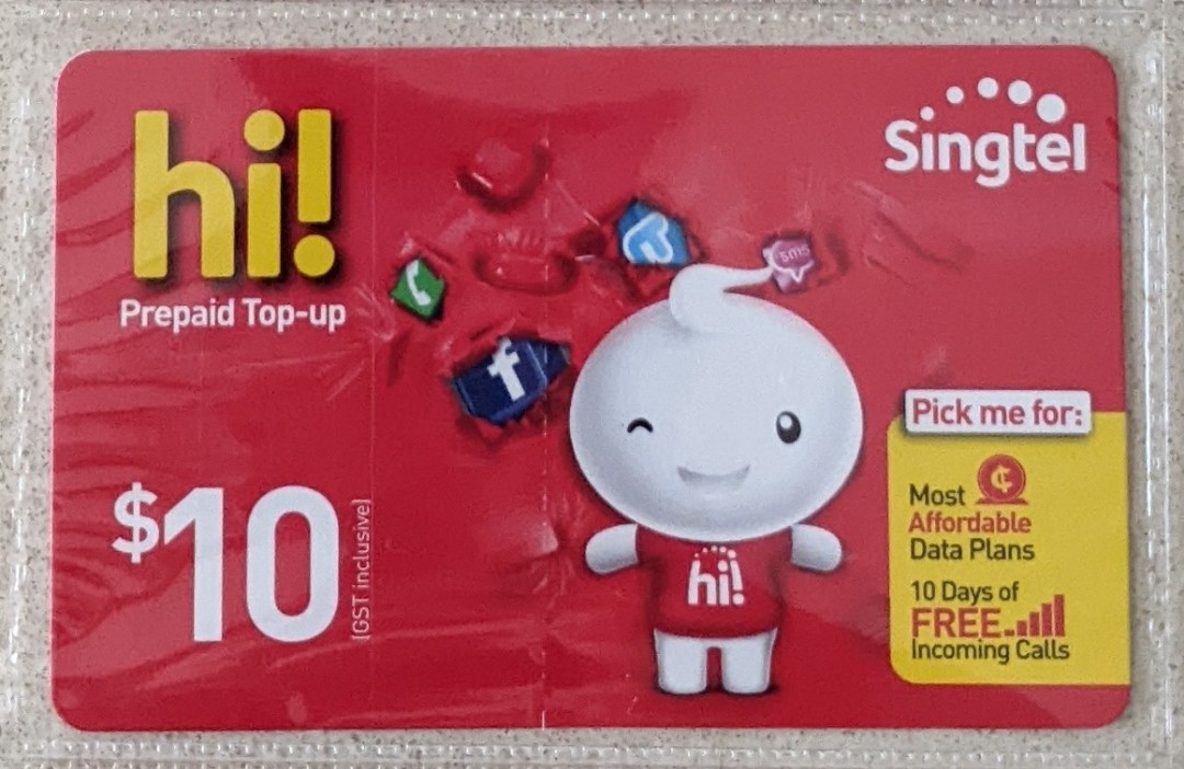 Singtel Hi card top up $10 x 5 cards, Mobile Phones & Gadgets, Mobile ...