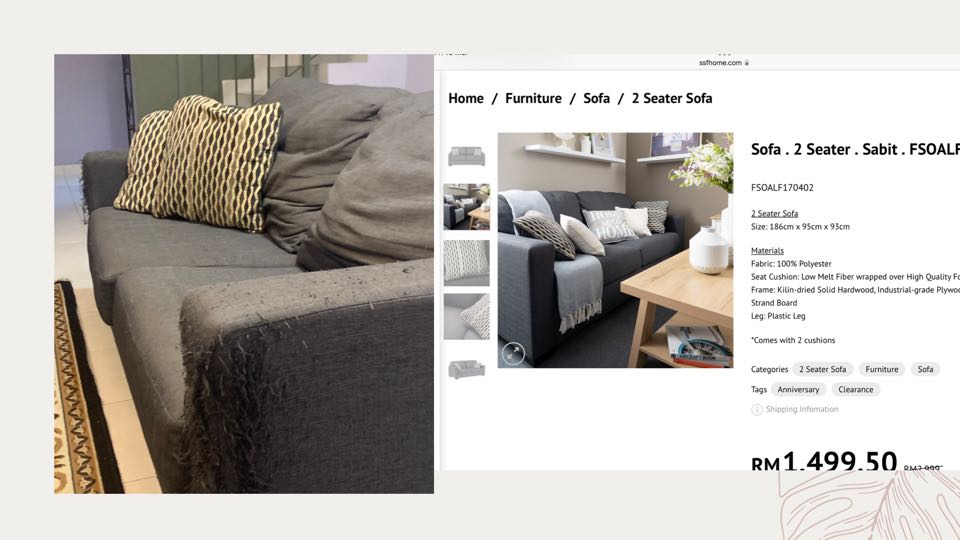 Ssf 2 seat sofa, Furniture & Home Living, Furniture on Carousell