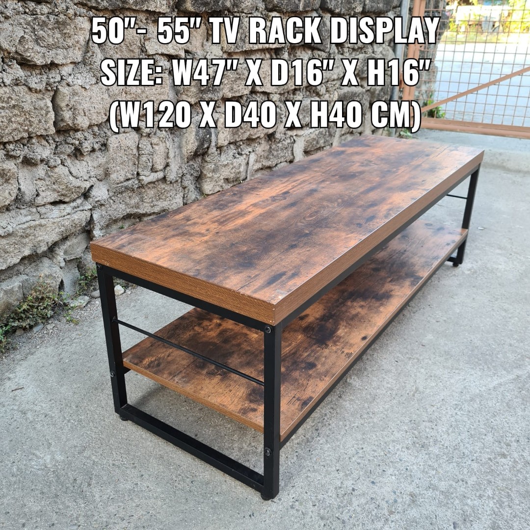 TV RACK DISPLAY WITH NATURAL SOLID WOOD GRAINS (50"-55" TV SIZE ...