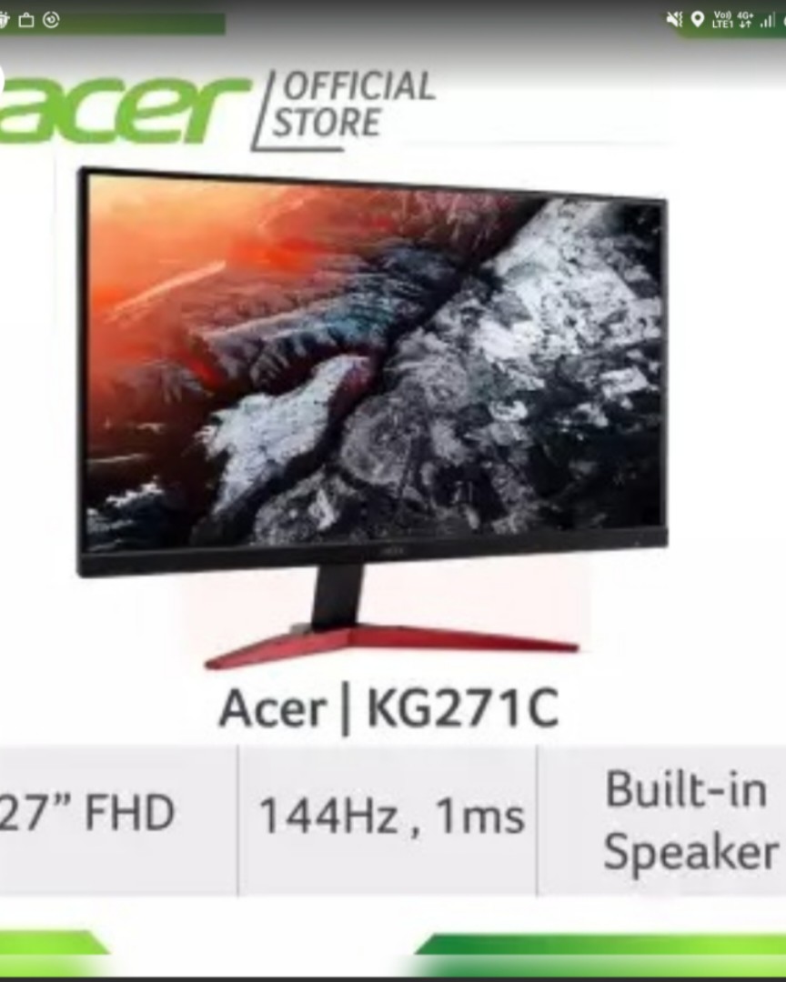 Acer monitor KG271C, Computers & Tech, Parts & Accessories, Monitor ...