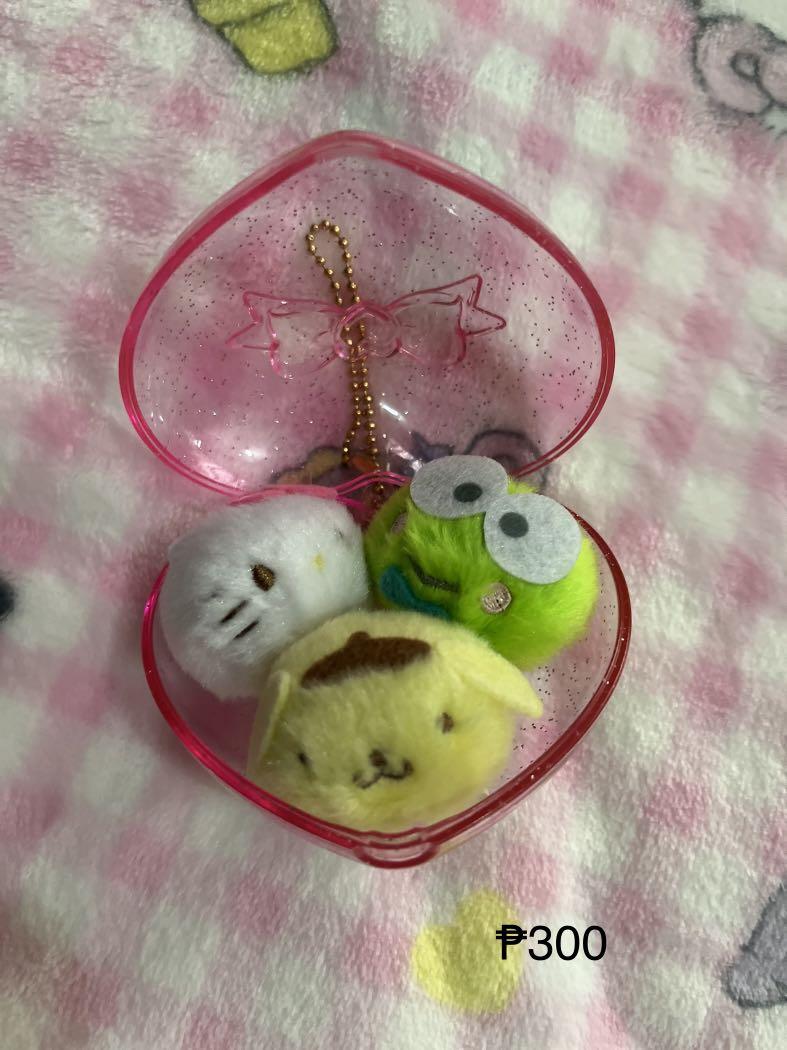 Authentic Sanrio heart capsule case with pompoms small sanrio heads ...