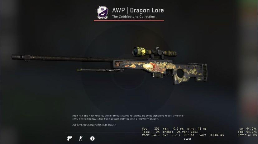 Awp dragon lore bs, Video Gaming, Gaming Accessories, In-Game Products ...