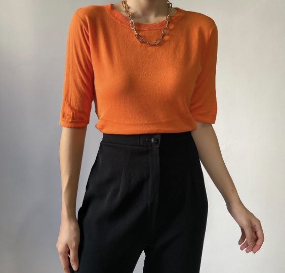 Bright Orange Shirt, Women's Fashion, Tops, Shirts on Carousell
