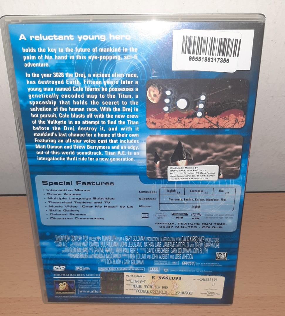 DVD - Titan A.E, Hobbies & Toys, Music & Media, CDs & DVDs on Carousell