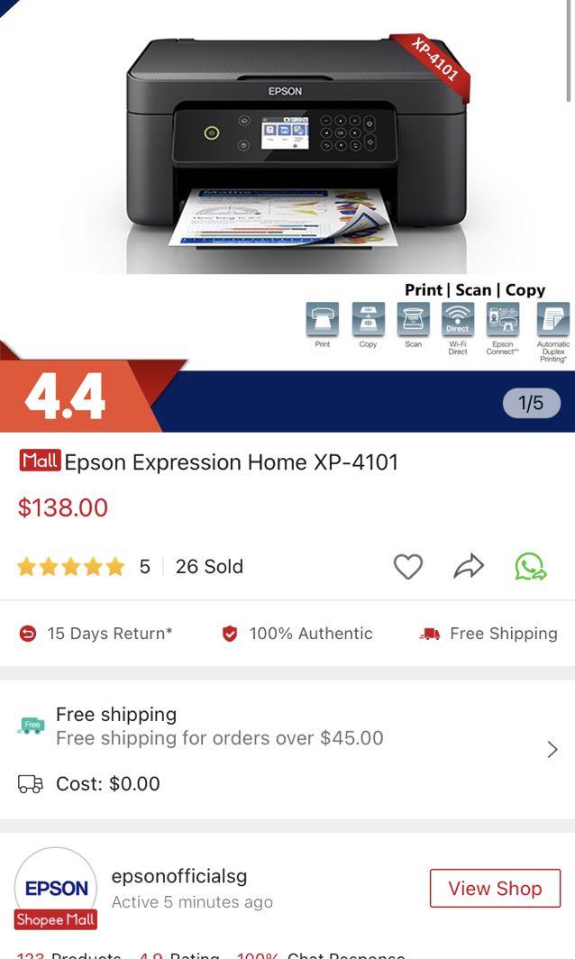 Epson Printer with ink XP-4101, Computers & Tech, Printers, Scanners ...