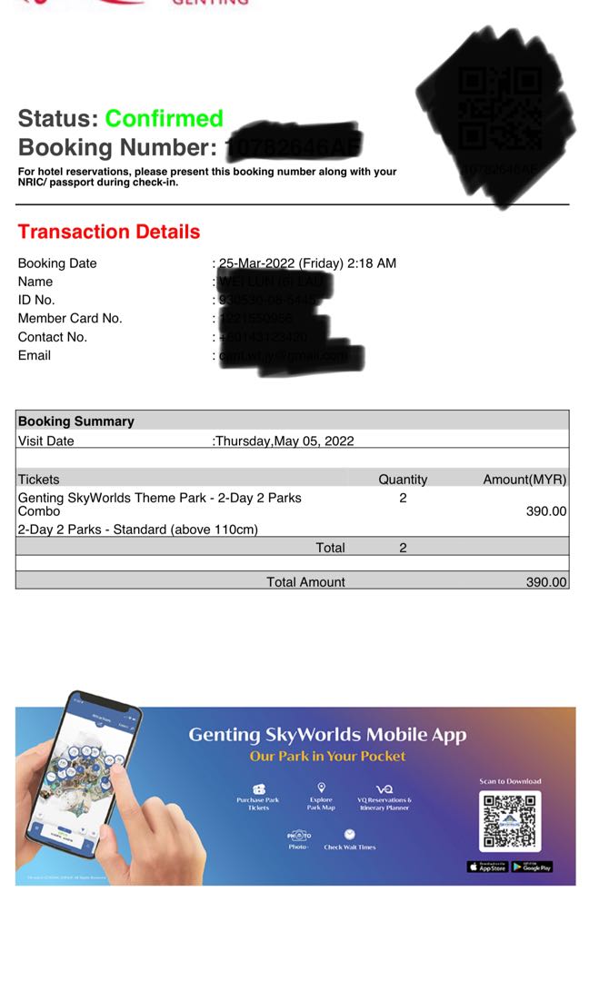 Genting Skyworld theme park 2 days 2 parks - 2pax (5 May 2022), Tickets ...
