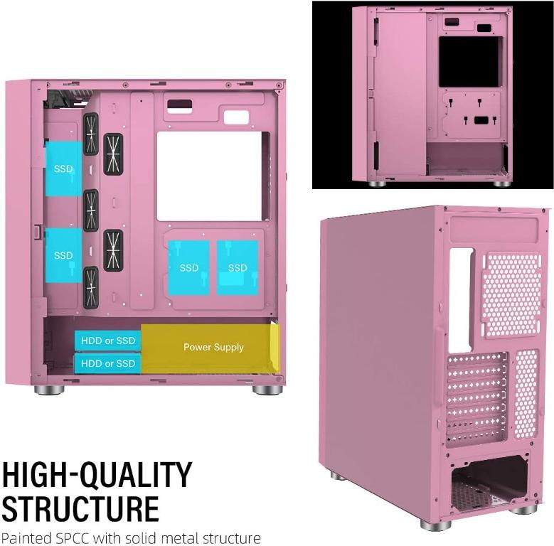 GOLDEN FIELD MAGE-P Computer Case Gaming PC ATX/MATX/ITX Case Mid Tower ...