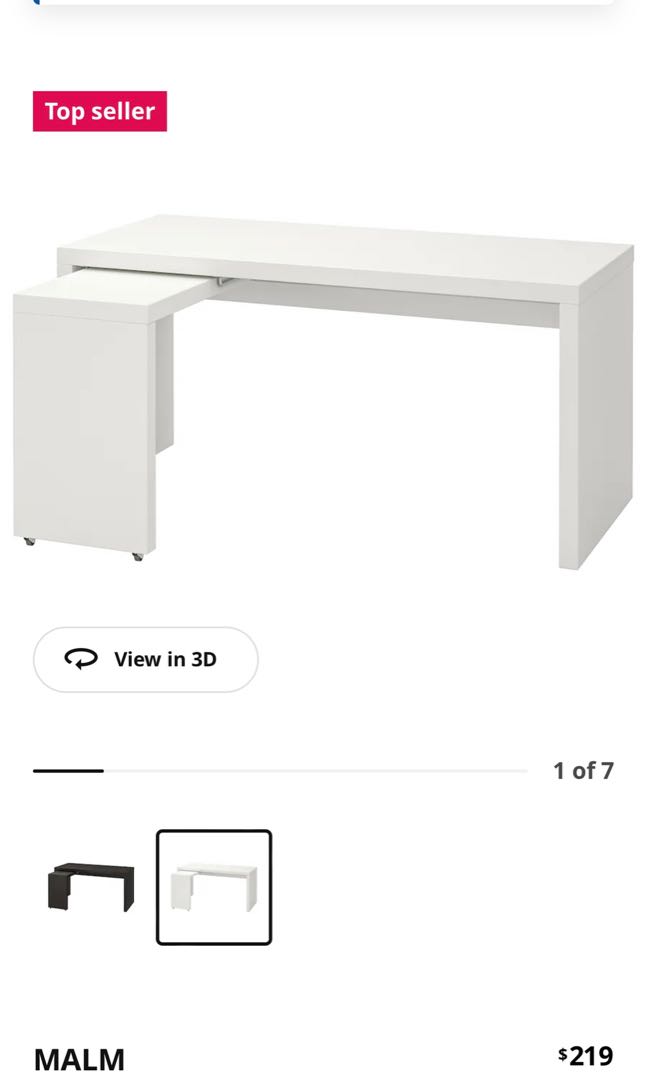 IKEA MALM desk with pull out panel, Furniture & Home Living, Furniture ...