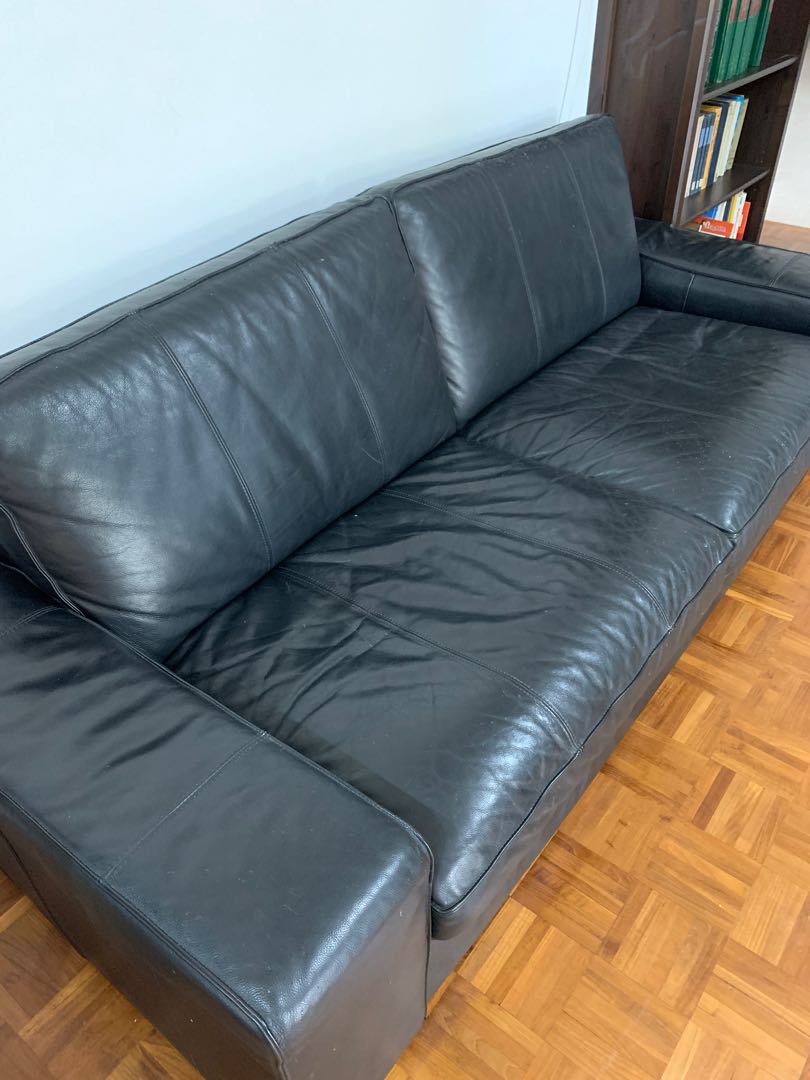 Kivik leather sofa 3 seats to bless, Furniture & Home Living, Furniture ...
