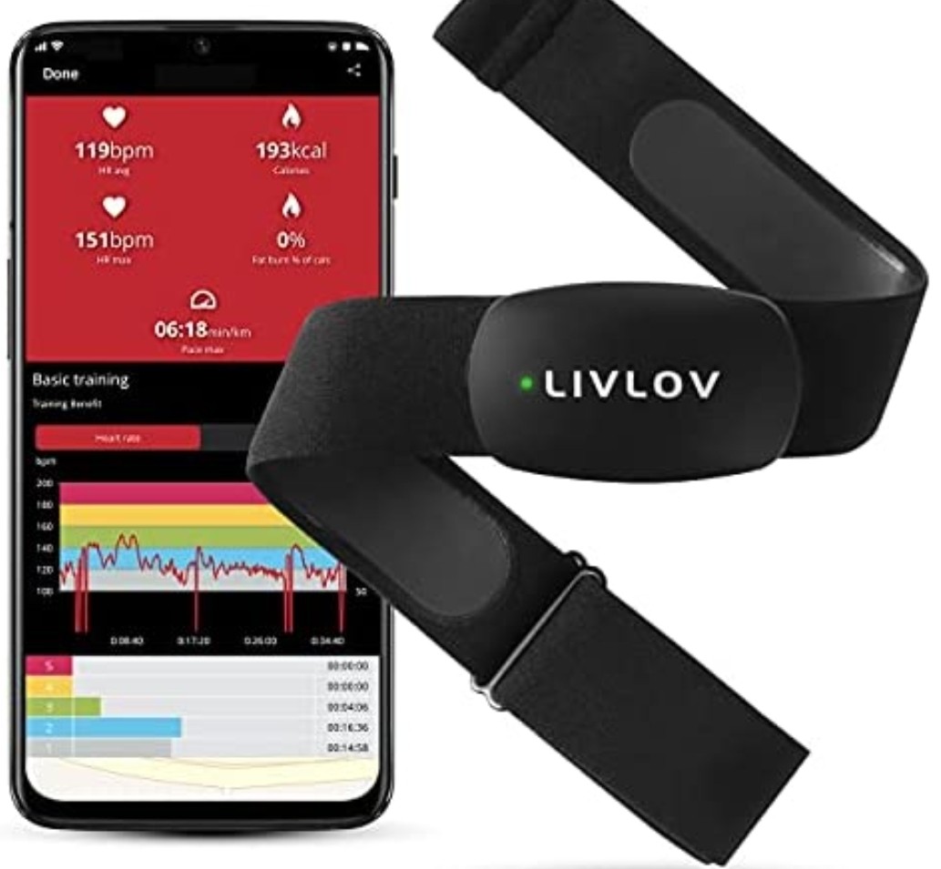 LIVLOV V6 Heart Rate Monitor Chest Strap, Bluetooth ANT+ Heart Rate ...