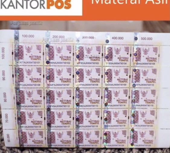 Materai pos asli nilai 10.000, Buku & Alat Tulis, Alat Tulis di Carousell