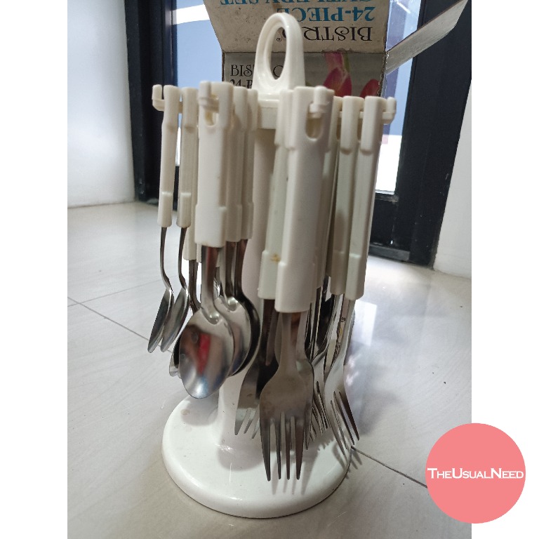 Old Stock Brand New Bistro 24 pieces white cutlery set with revolving ...