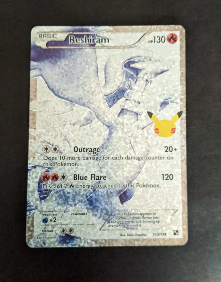 Reshiram 25th Anniversary Celebrations Pokemon Card Tcg, Hobbies & Toys, Toys & Games on Carousell