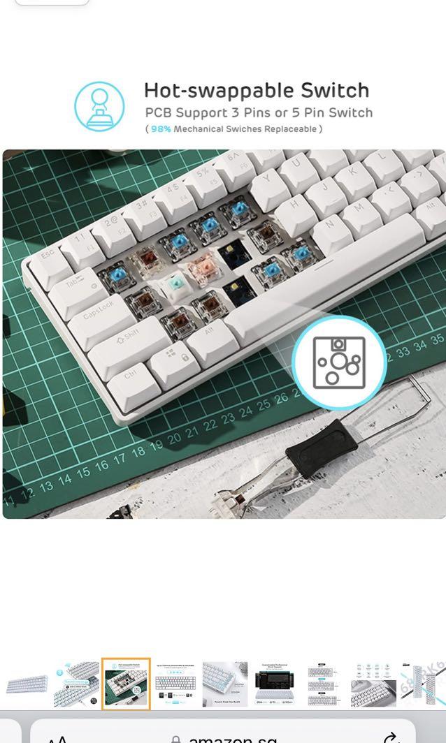 RK ROYAL KLUDGE RK68 Wireless Hot Swappable 65% Mechanical Keyboard, 60% 68 Keys Compact ...