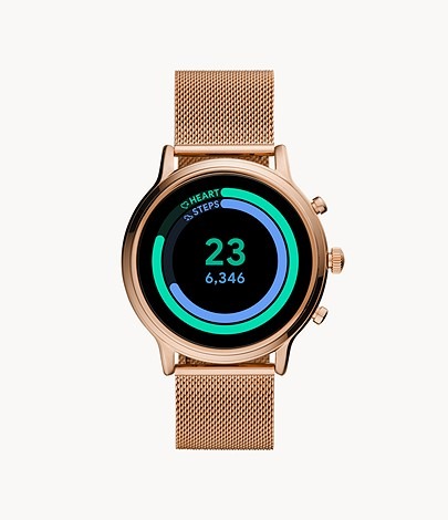 Fossil Gen 5 Smartwatch Julianna HR Rose Gold-Tone Stainless Steel Mesh ...