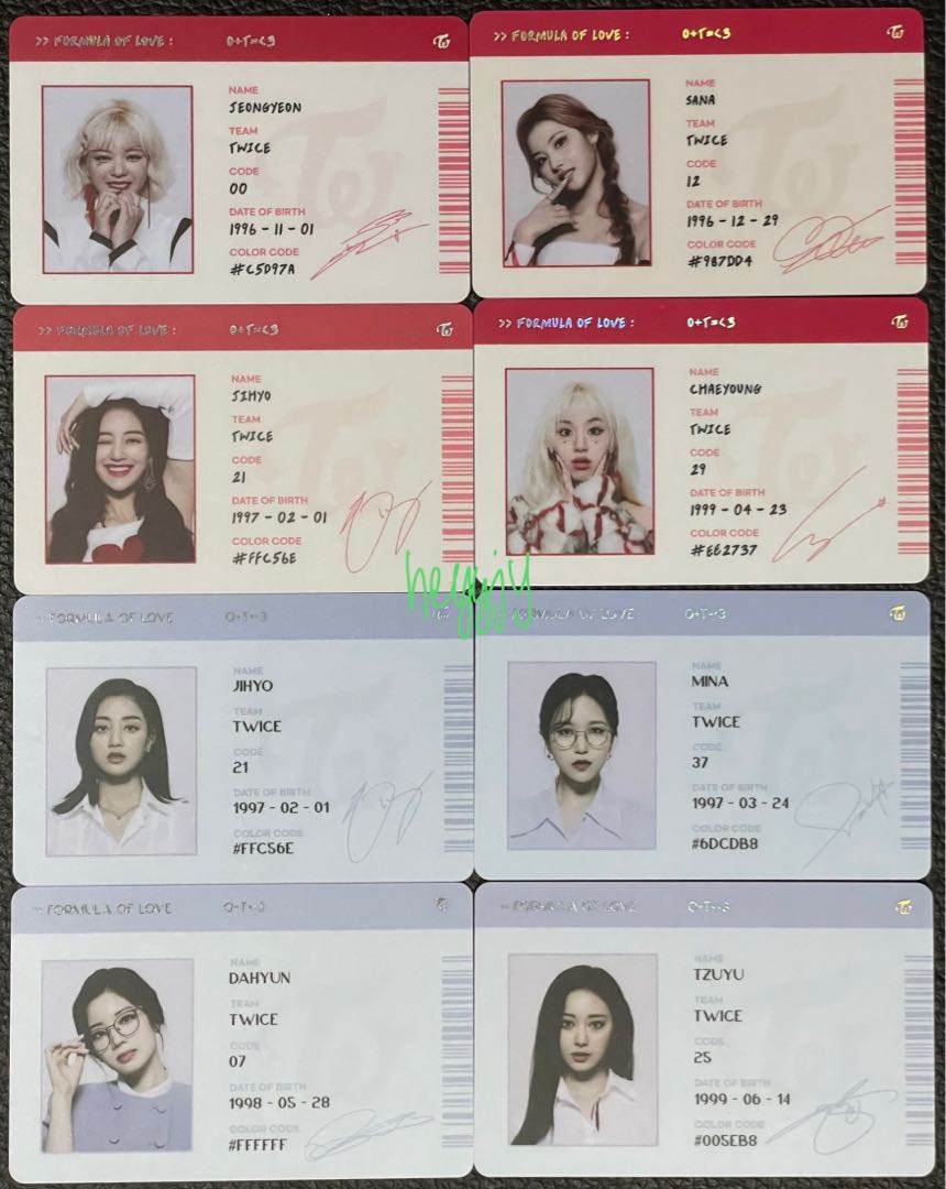 TWICE Formula of Love ID Cards, Hobbies & Toys, Collectibles ...