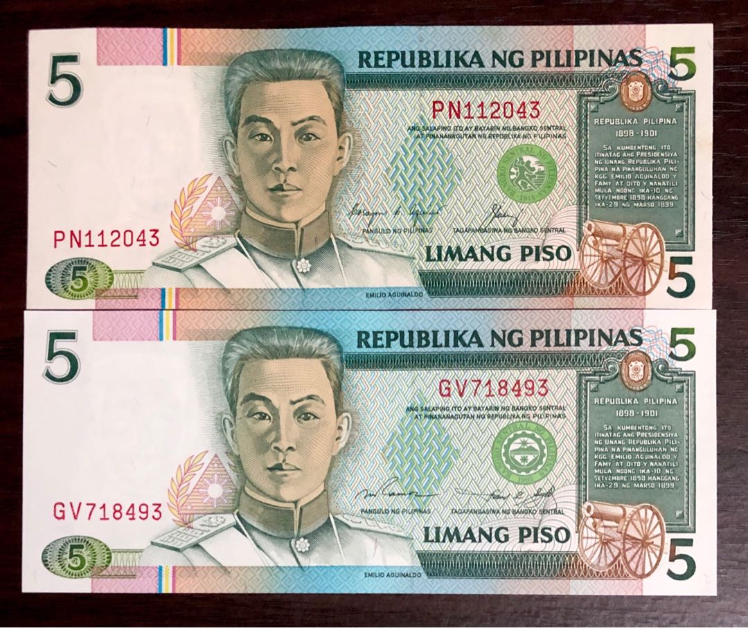 5 Piso Different Signatory New Design Series (NDS) Banknotes, Hobbies ...