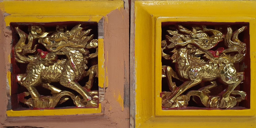 A pair of Chinese gilded wood lion/Qilin antique, Hobbies & Toys ...