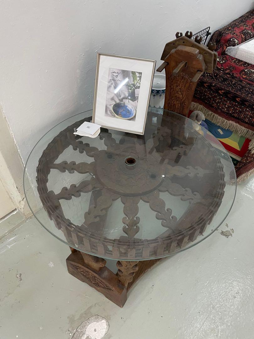 Antique side table - Spinning wheel, Furniture & Home Living, Furniture ...