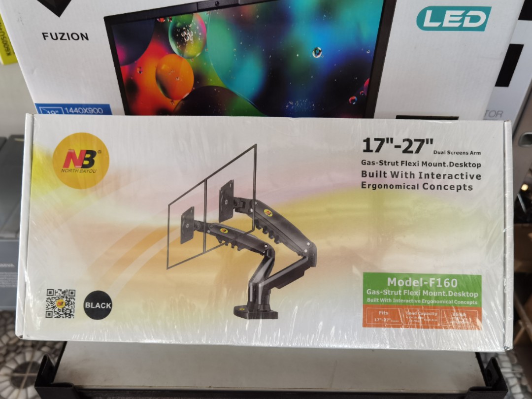 BRACKET 17"-27" DUAL ARM BRACKET (NB-F160), Computers & Tech, Desktops ...