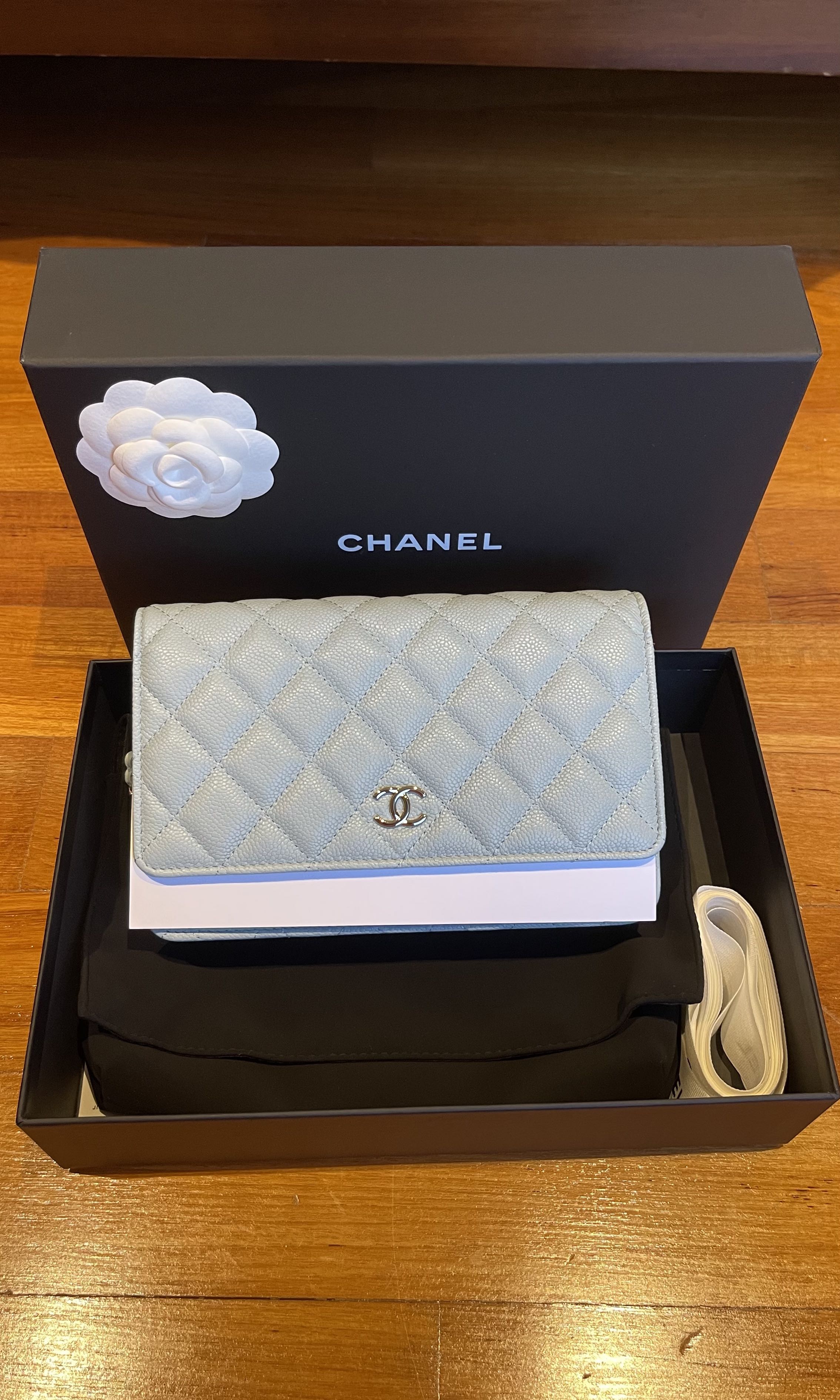 Chanel baby blue WOC caviar, Luxury, Bags & Wallets on Carousell