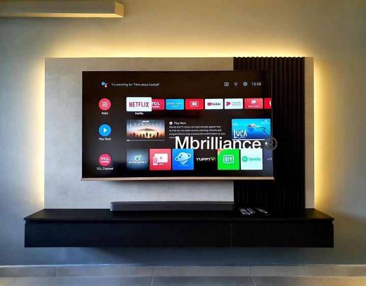 Fluted panel tv console feature wall set, Furniture & Home Living ...