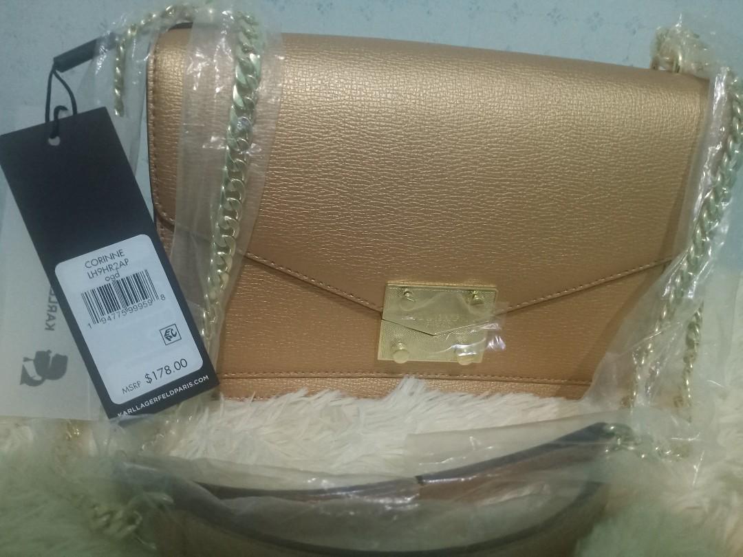 Karl Lagerfeld Gold Corrine Bag, Luxury, Bags & Wallets on Carousell