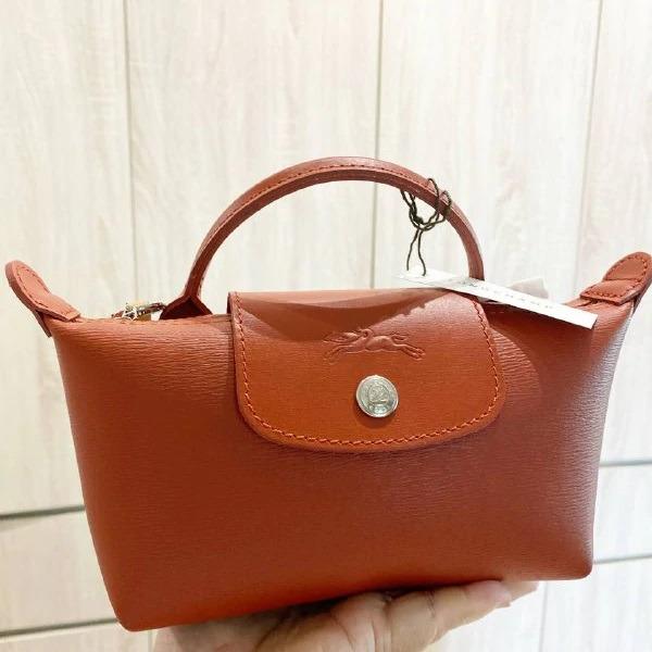 LONGCHAMP LE PLIAGE CITY POUCH WITH HANDLE – ORANGE CANVAS TERRACOTTA ...