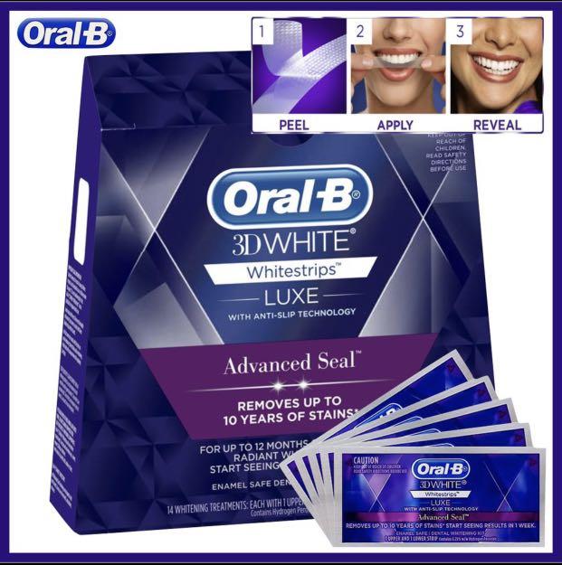 Oral-B 3D White Luxe Advanced Whitestrips Seal 28 Strips, Beauty ...