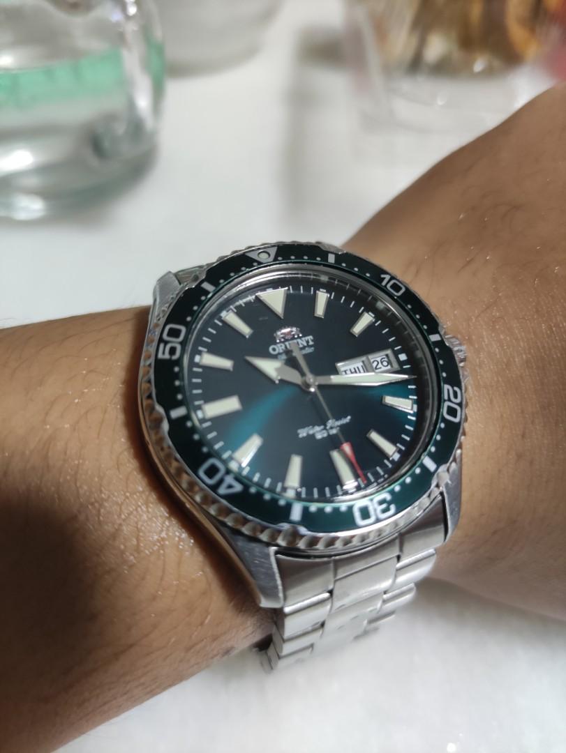 Orient Kamasu Mako 3 green local authorized dealer set sapphire crystal ...