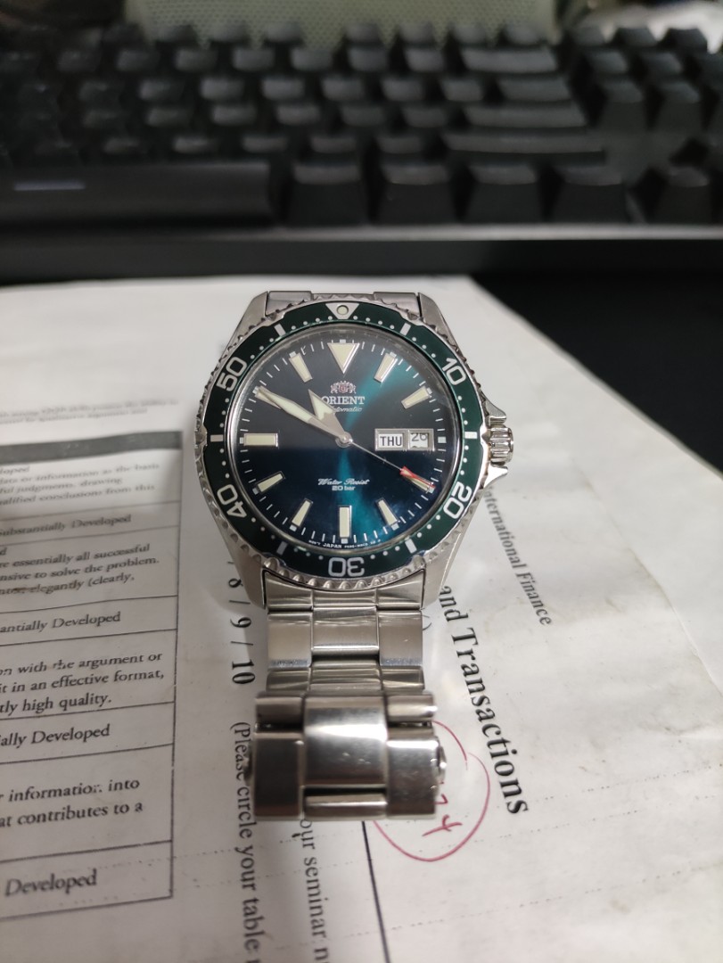 Orient Kamasu Mako 3 green local authorized dealer set sapphire crystal ...